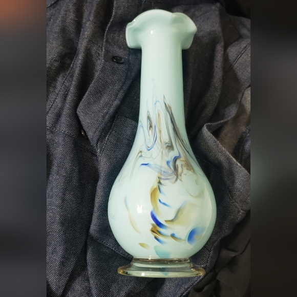 Vintage | Accents | Vintage 85 Dalion Vase Bohemian Blue Opal Glass 98s ...